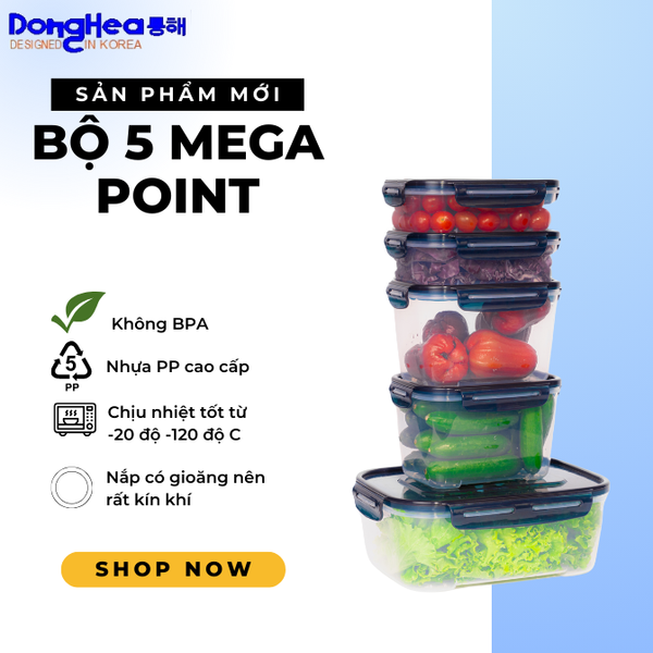 Bộ 5 hộp đựng thực phẩm Mega Point DK8467